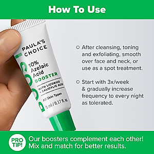 Paula’s Choice BOOST 10% Azelaic Acid Booster Cream Gel, Oil-Free Serum Fades Discoloration & Post-Blemish Marks, with Licorice Extract & Salicylic Acid, Fragrance-Free, 0.17 Fl. Oz.