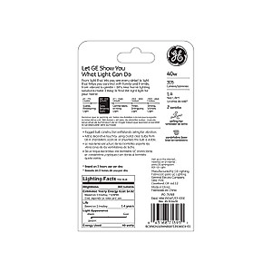 GE Lighting Decorative A15 Incandescent Ceiling Fan Light Bulb, 40-Watts, Crystal Clear, 2-Pack