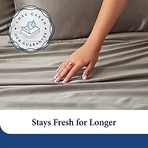 Cosy House Collection 100% Rayon Derived from Bamboo Bed Sheet Set - Cooling, Breathable, Silky Soft 4-Piece Deep Pocket Bedding Set (Queen, Cream)