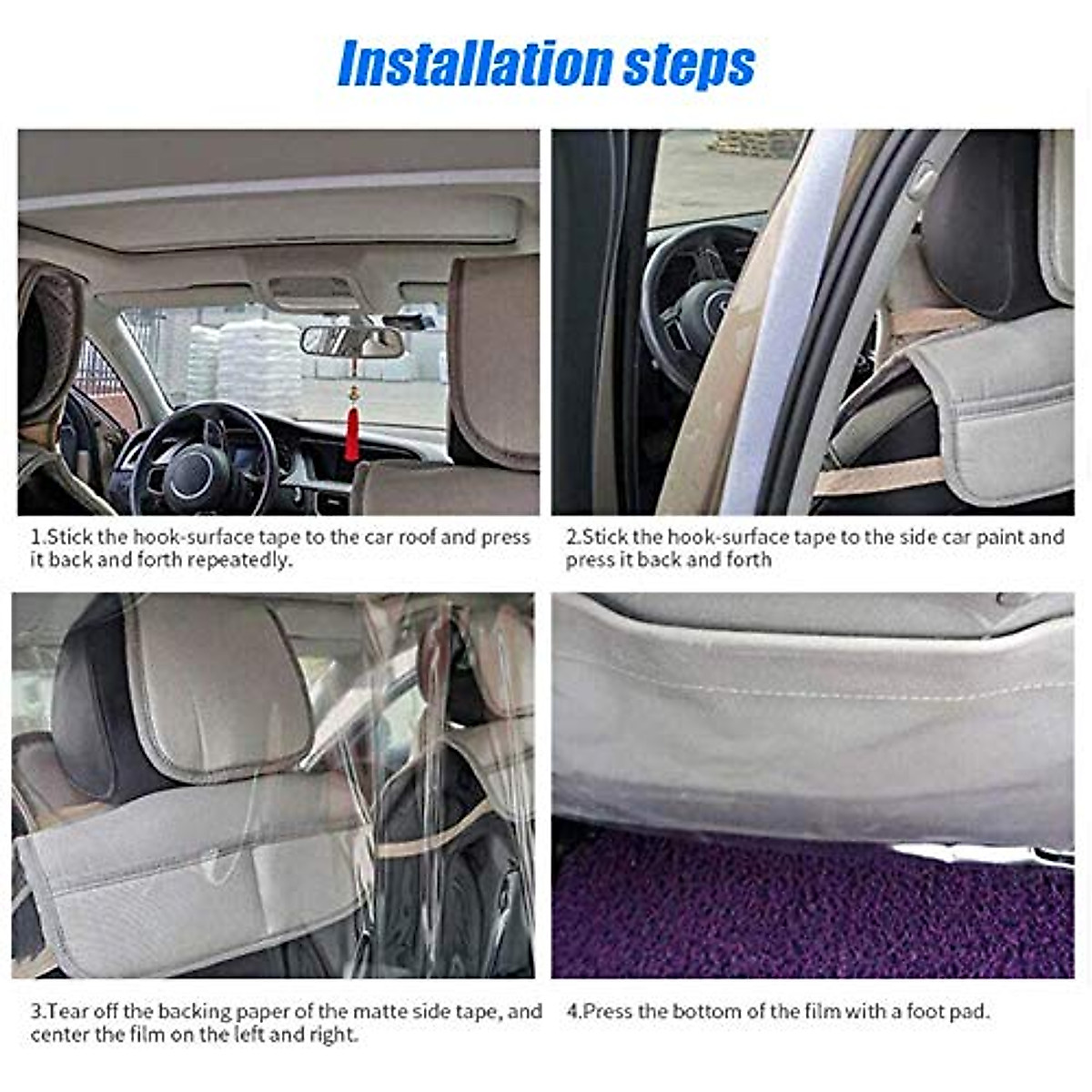 Car Taxi Isolation Film Plastic, 78.7 x 55.1inch Transparent Plastic Anti-Fog Full Surround Protective Shields Curtain Cab Front and Rear Row Car Taxi Protective Film for Driver …