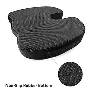 SnugPad Black Memory Foam Seat Cushion - Sciatica, Back, Hip, and Tailbone Pain Relief, Firm Version, Support for Office Chair, Wheelchair, Car. Non-Slip Orthopedic Coccyx Memory Foam (2 Pack)