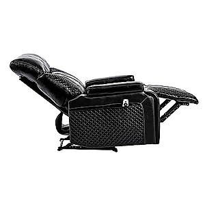 HOMYEDAMIC Recliner Chair Set of 2 with Massage Heated, Home Leather Movie Theater Seating Big High Loveseat Two Double Recliner Chair Sofa with USB Ports Cup Holders (9041-BLACK-2)