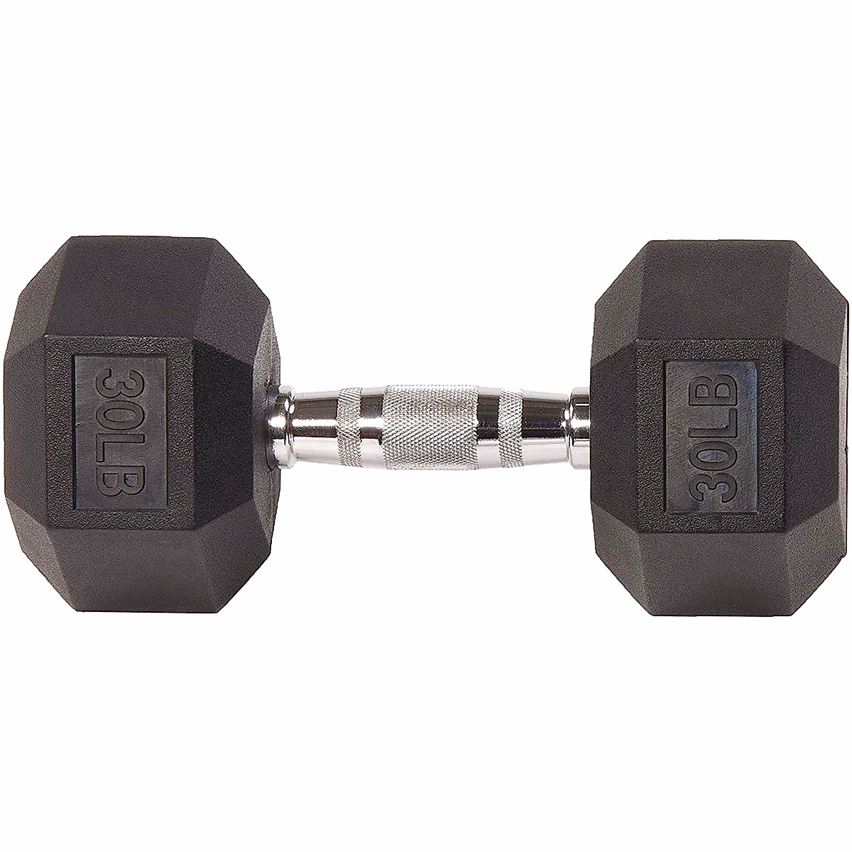 Fitvids Sporzon! Rubber Encased Hex Dumbbell, Single, Black