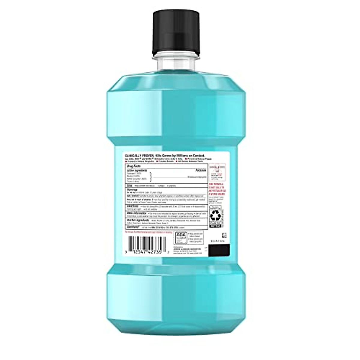 Listerine Cool Mint Antiseptic Mouthwash to Kill 99% of Germs That Cause Bad Breath, Plaque and Gingivitis, Cool Mint Flavor, 1 L (Pack of 2)