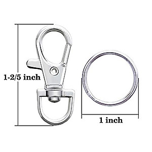 Livder Metal Swivel Lanyard Snap Hooks and Split Key Rings Chain Hook Keychain, 100 Pieces