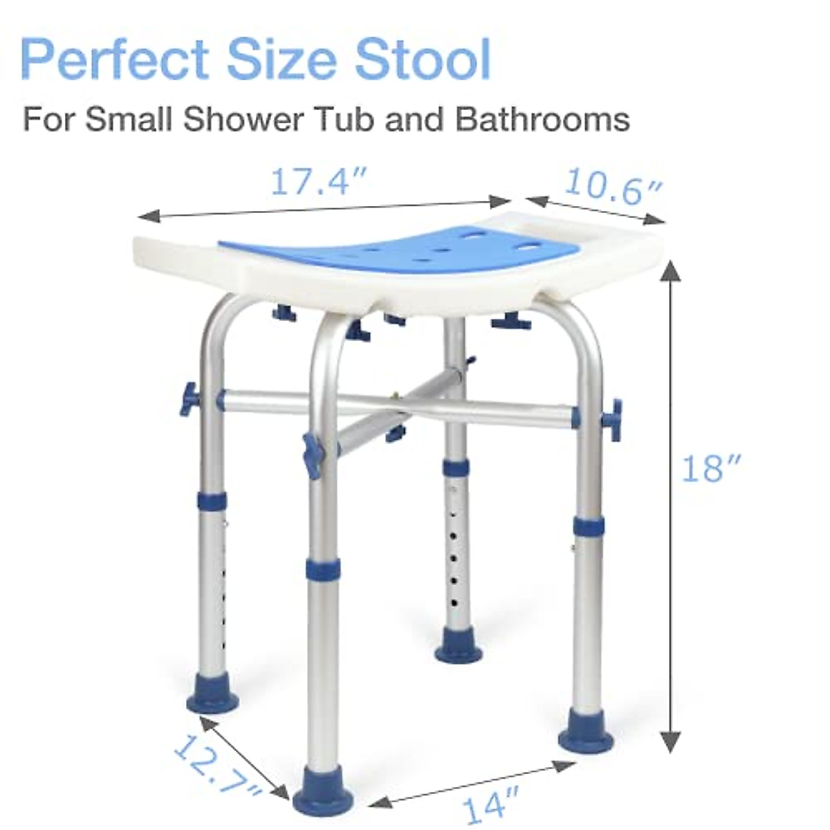 LandTale Shower Stool Heavy Duty 500Lbs, Tool-Free Assembly, Anti-Slip, Sturdy Height Adjustable Bath Chair, Narrow Bathtub Shower Saet for Elderly, Senior, Handicap & Disabled