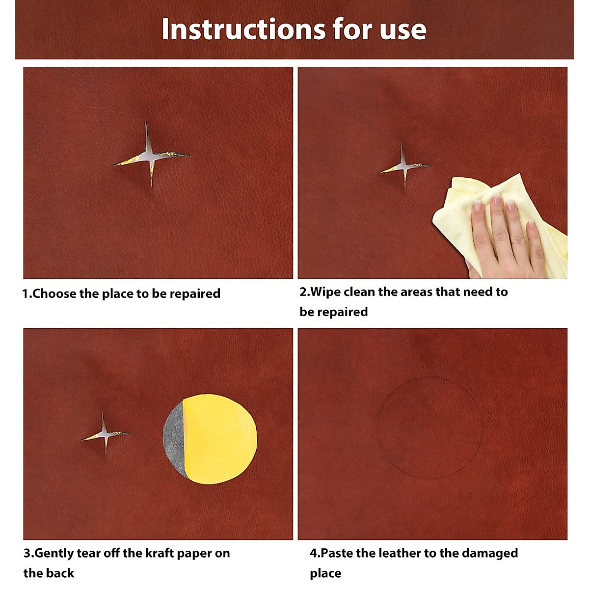 Omont Leather Repair Patch，3.3 X 57 Inch Anti Scratch Self-Adhesive Leather Repair Tape for Couch, Car Seats, Sofas, Handbags（Dark Brown）