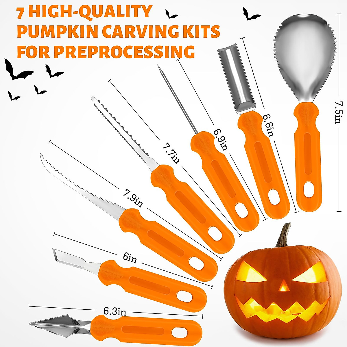13 PCS Pumpkin Carving Tools Halloween Pumpkin Carving Kit, Pumpkin Professional Detail Sculpting Tools, Heavy Duty Stainless Steel Pumpkin Cutting Knife with Carrying Case for Halloween Party