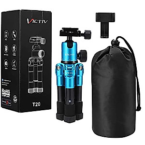 Tabletop Tripod, 20 inch Portable Desktop Mini Tripod for Camera with 360 Degree Ball Head, Aluminum Small Travel Tripod, Compatible with DSLR Camera/Video Camcorder/Cell Phone/Spotting Scope (Blue)
