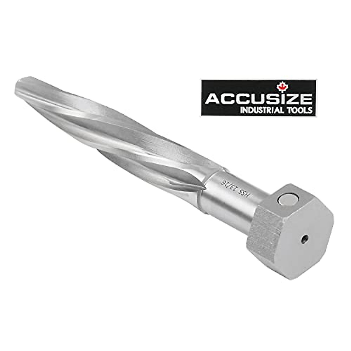 Accusize Industrial Tools 13/16 inch Bridge Reamer, Magnetic Hex Shank, Hss Spiral Flutes Aligning Reamers, Car Reamers, 1523-8035