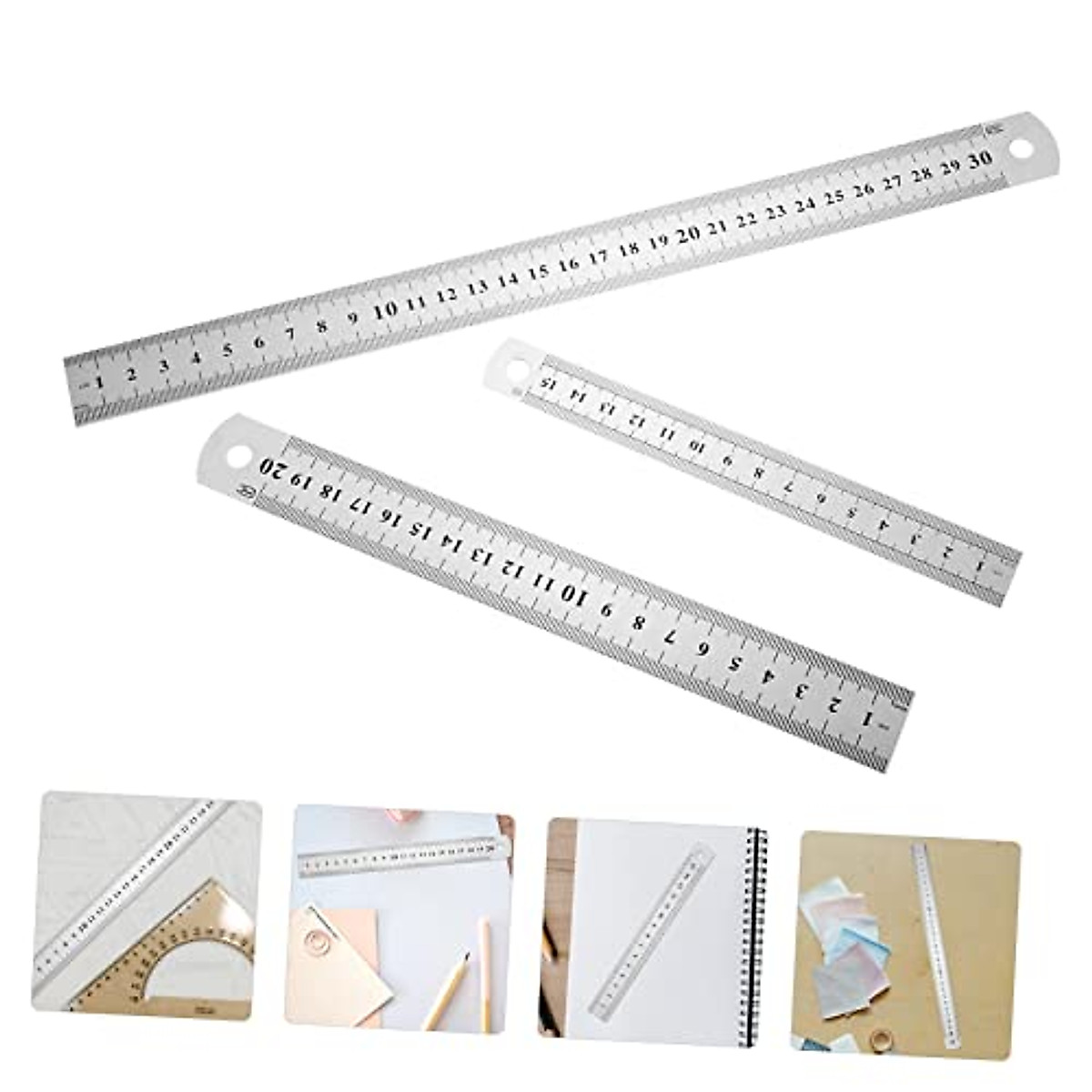 MAGICLULU 3pcs Steel Ruler 30cm Ruler Sewing Straight Ruler Clear Ruler Small Ruler Stainless Steel Scale Ruler Student Machinist Ruler Portable Rulers Measuring Ruler Office Double Sided