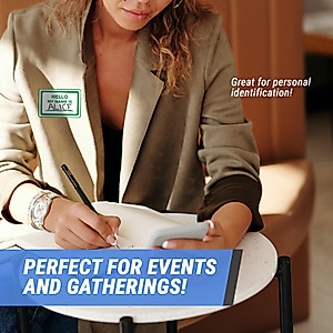 600 Hello My Name is Name Tag - 2 x 3 Inch Green Hello My Name is Stickers Roll Identification Badge Nametag for Conferences Offices and Schools - 2 Rolls of 300 Nametag Stickers