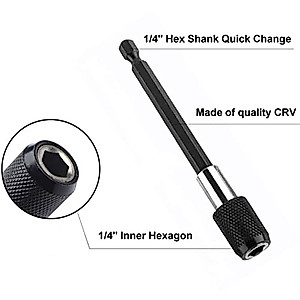 aiyun Drill Bit Extension Set - 6 PCS Quick Release Magnetic Drill Extension Bit Holder with 1/4” Hex Shank (Black)