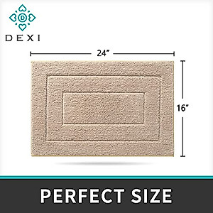 DEXI Bathroom Rug Mat, Extra Soft Absorbent Premium Bath Rug, Non-Slip Comfortable Bath Mat, Carpet for Tub, Shower, Bath Room, Machine Wash Dry, 16"x24", Beige