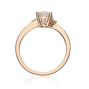 Gin & Grace 14K Rose Gold Genuine Morganite Ring with Diamonds for women | Ethically, authentically & organically sourced (Oval-cut) shaped Morganite hand-crafted jewelry for her |