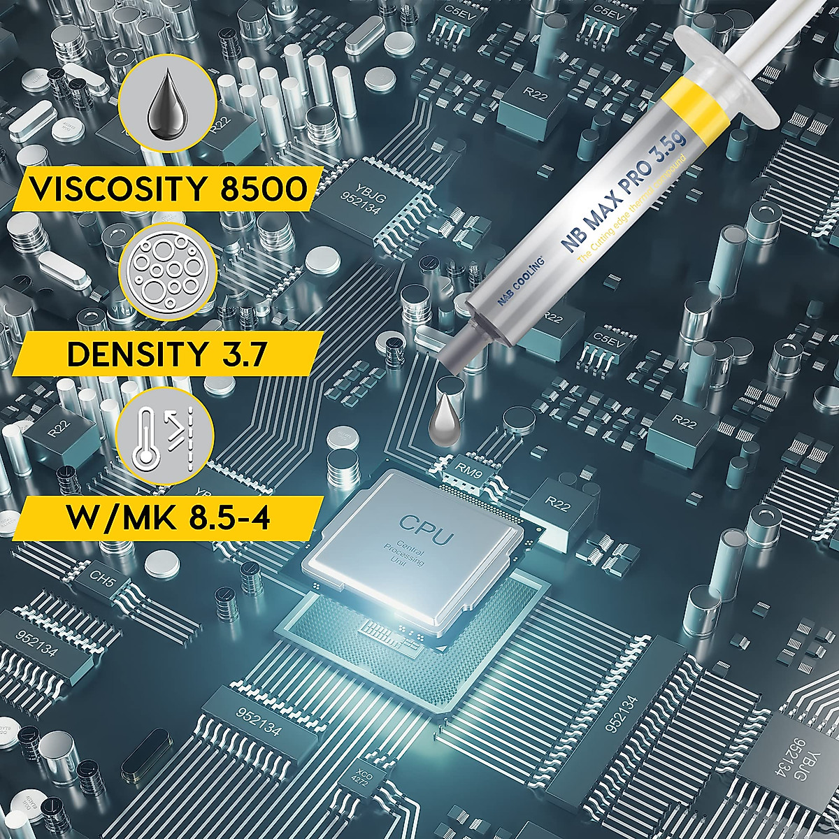 Nab Cooling Thermal Compound Paste for Heatsink 3.5g Maximum Thermal Conductivity, High Density, Easy Application Bonus Spatula, Noncorrosive (3.5g)