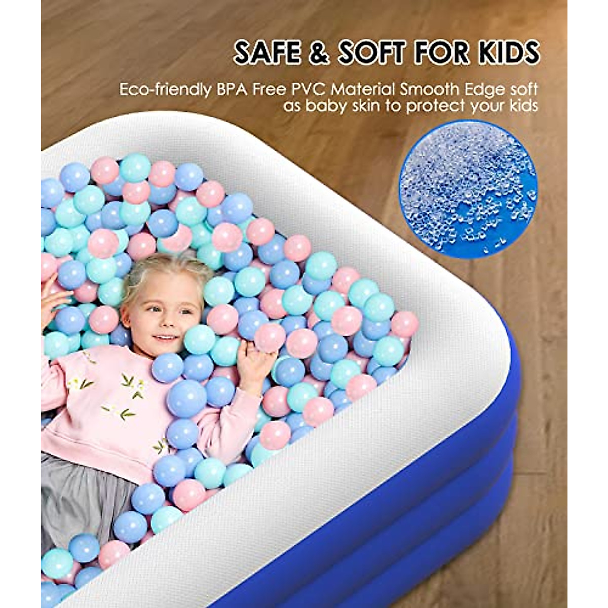 Inflatable Swimming Pool-for Kids & Adults, STATABSTA 120''x72''x22'' Above Ground Pool with Electric Air Pump Full-Sized Family Blow Up Kiddie Pool for Backyard, Garden Backyard Water Party