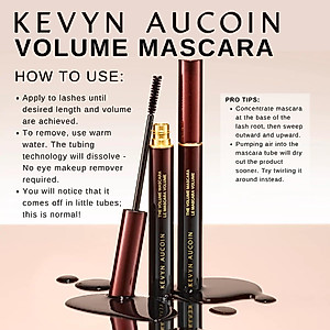 Kevyn Aucoin The Volume Mascara, Black: Precision detail brush. Tubing tech. Long wear. Clump & flake-free. Pro makeup artist go to that thickens, separate & lengthen lashes. Easy removal with water.
