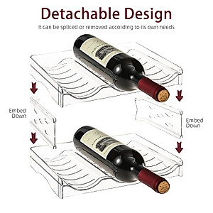 YENXIKU Wine Rack for Countertop, Fridge, Inside Cabinet, 2 Tier Plastic Tabletop Wine Bottle Holder, Water Bottle Organizer for Refrigerator, Pantry, Hold 6 Bottles