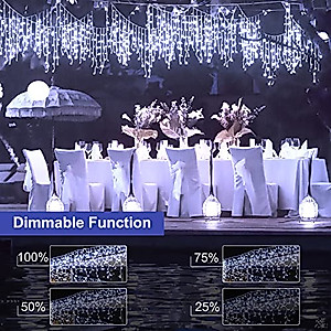 Led Icicle Christmas Lights Outdoor, 19.6 Feet 54 Drops with 306 Led, 8 Modes Timing Connectable Twinkle Decor Fairy String Lights for Patio Indoor Outside Hanging Icicle Lights, Pure White