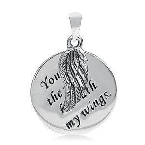 Silvershake 925 Sterling Silver You Are The Wind Beneath My Wings Circle Pendant