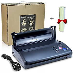 Sacnahe Tattoo Transfer Stencil Machine Copier Printer Thermal Tattoo Kit Copier Printer With 20pcs Tattoo Stencil Transfer Paper, Black（ Not Wireless）