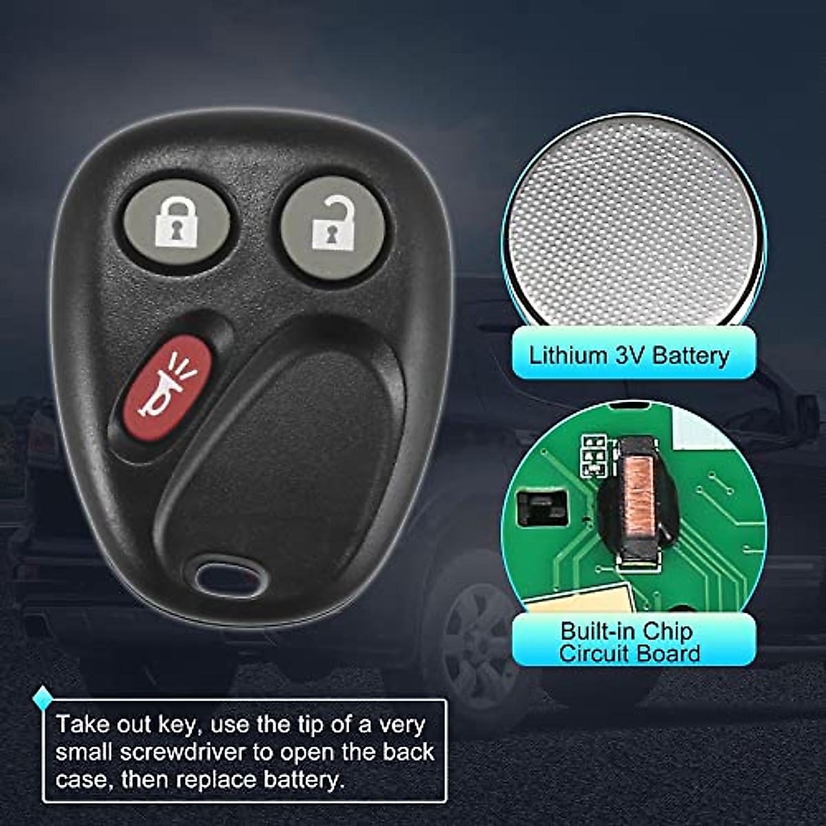X AUTOHAUX 315MHz MYT3X6898B Replacement Keyless Entry Remote Car Key Fob for Chevy Trailblazer for GMC Envoy 2002-2007 for Isuzu Ascender 2003-2008 for Buick Rainier 2004-2007 3 Buttons
