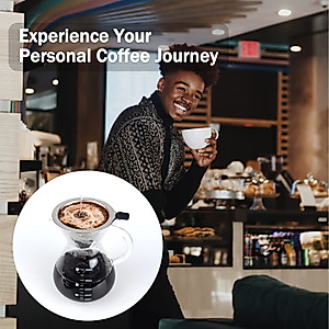 T-mark Pour Over Coffee Maker with Reusable Double-layer Stainless Steel Filter, 600ml/20oz BPA-Free Glass Coffee Carafe, Glass Coffee Maker, Coffee Dripper Brewer