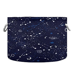 Kigai Cotton Rope Basket Space Galaxy Constellation Sun Moon Large Storage Basket for Toys Blanket Baby Laundry Basket for Nursery, Closet, Bedroom, Home Organization