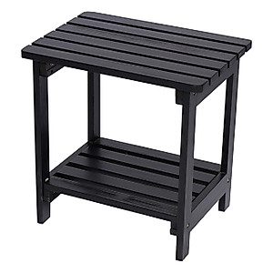 Shine Company 4114BK Providence Rectangular Adirondack Outdoor Side Table | Wood Accent Table for Indoor/Outdoor – Black