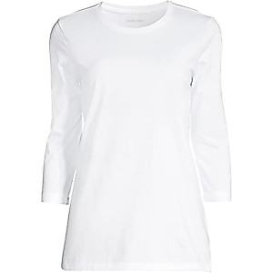 Lands' End Womens 3Q Cotton Supima Crew Neck Tunic White Plus 2x