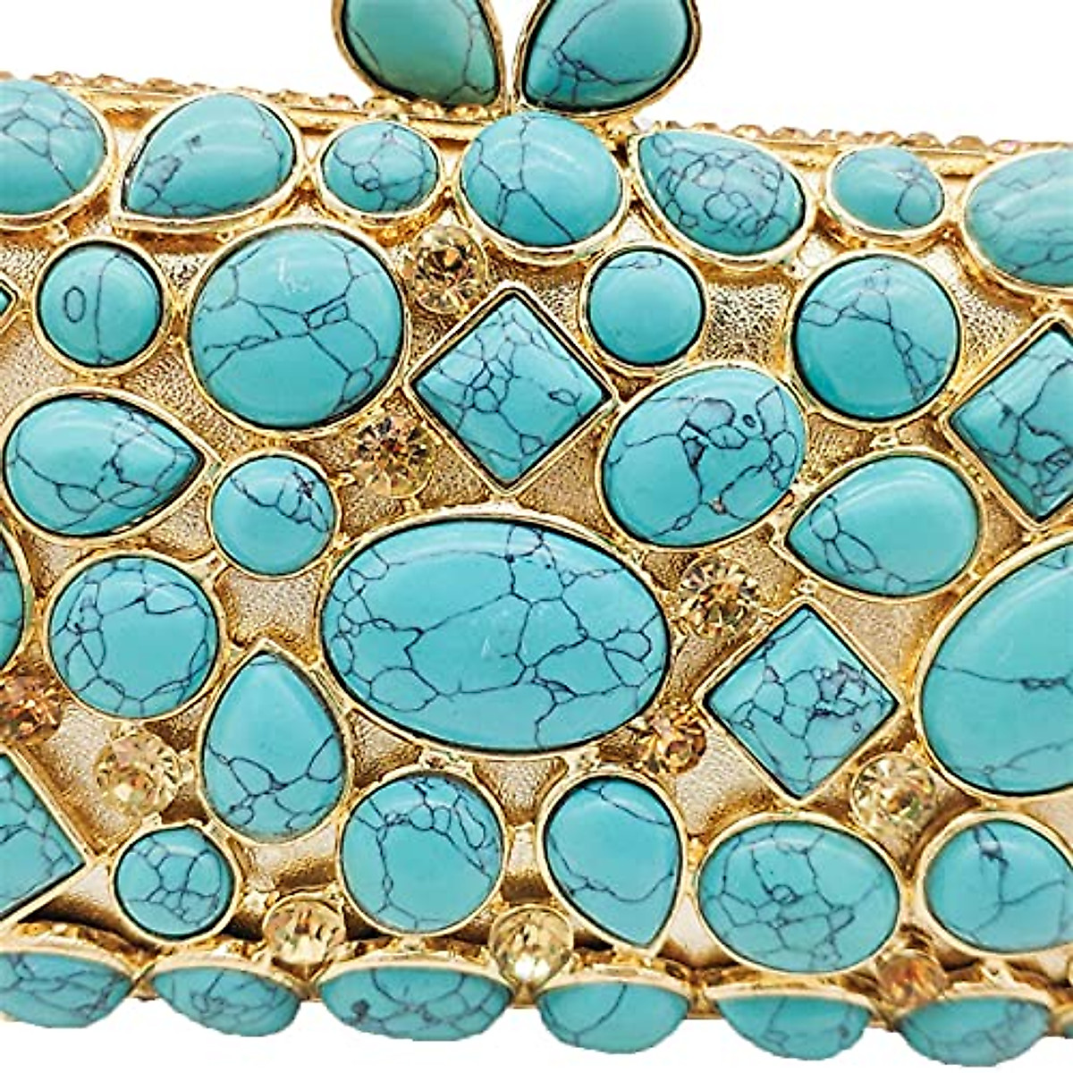 Women's Evening Bag Women Banquet Purse Luxury Evening Bag Turquoise Stone Crystal Clutches Wedding Handbag (Color : Blue)