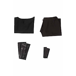 Cekalue Men's Death Wolf Costume Cat in Boots Cosplay Pants Cape Wrist Guard Leg Cover Black Hooded Cloak Halloween