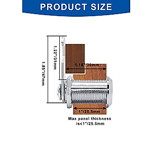 SWZHAI 3 Pcs Cabinet Cam Locks, 1-1/8" Mailbox Lock Cabinet Locks Keyed Alike Drawer Locks with Keys, Zinc Alloy Tool Box Locks Rv Compartment Locks for Secure Important Files and Drawers