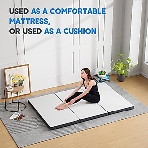FDW Mattress/Foldable Mattress for Kids and Adults/Medium-Firm Mattress with a Collapsible and Washable Cover/Suitable for RV Travel Camping Guest,Full