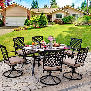 MEOOEM 2 Piece Patio Swivel Dining Chairs, Gift for Christmas, Outdoor Furniture Set for Garden Backyard Bistro