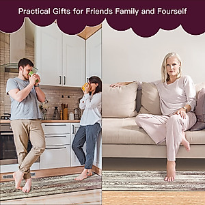 Kitchen Floor Mat 2 Piece Non Slip Washable Kitchen Rug, Premium PVC Foam Comfort Kitchen Rugs and Mats,Waterproof Kitchen Mats for Kitchen, Office, Home, Laundry - 17"x47" + 17"x59" Brown