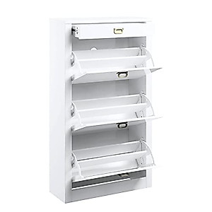 FRITHJILL Shoe Storage Cabinet with 3 Flip Doors and Drawer,3-Tier Entryway Shoe Rack Organizer