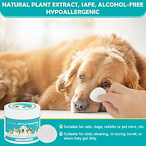 Dog and Cat Eye Wipes-Gently Remove Tear Stains Mucus Secretions-Aloe Vera Extract-Beauty Clean，Eye Care for Dogs and Cats，Sterile Cat and Dog Wipes Formulated to Remove Eye Debris - 100 count;