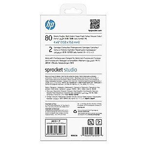 HP Sprocket Studio 4x6 Photo Paper & Cartridges (80 Sheets - 2 Cartridges) Compatible ONLY with HP Studio Printer.