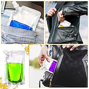 Meanplan 200 Pcs Plastic Flask Reusable Plastic Pouches Bulk Cruise Plastic Pouches with Funnel Leak Proof Bags Juice Pouches Travel Clear Containers for Adults Women Men Pool(8 oz)