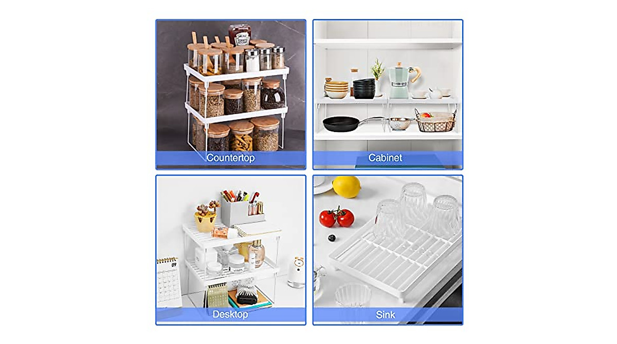 NiHome Stackable Kitchen Storage Shelf - 4-Pack