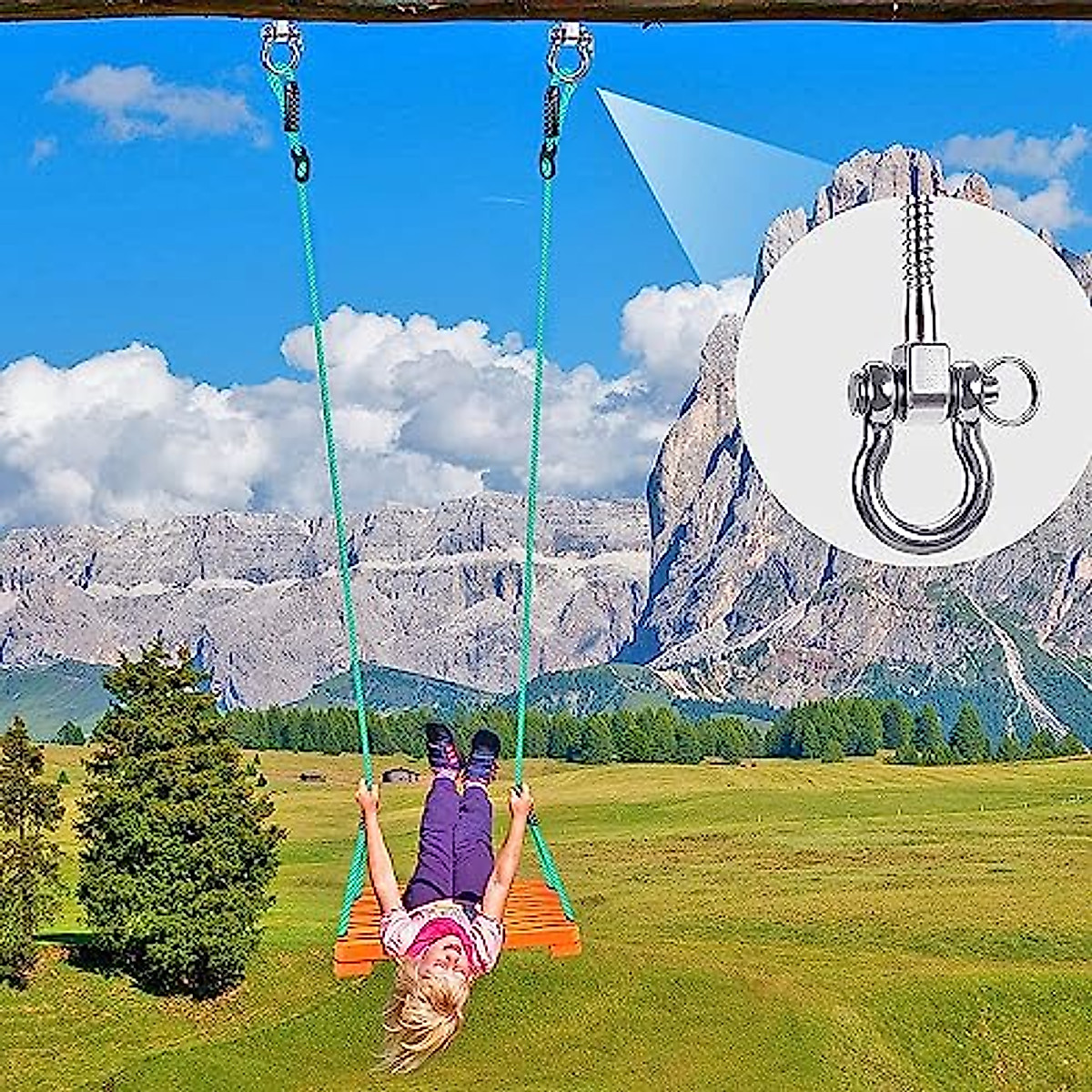 SELEWARE Heavy Duty 180° Swing Hangers, Stainless Steel Eye Screw Bracket, 1800 LB Capacity Playground Yoga Hammock Rope Tire Web Chair Sandbag Punching Bag Porch Swing Sets (4 Pack)