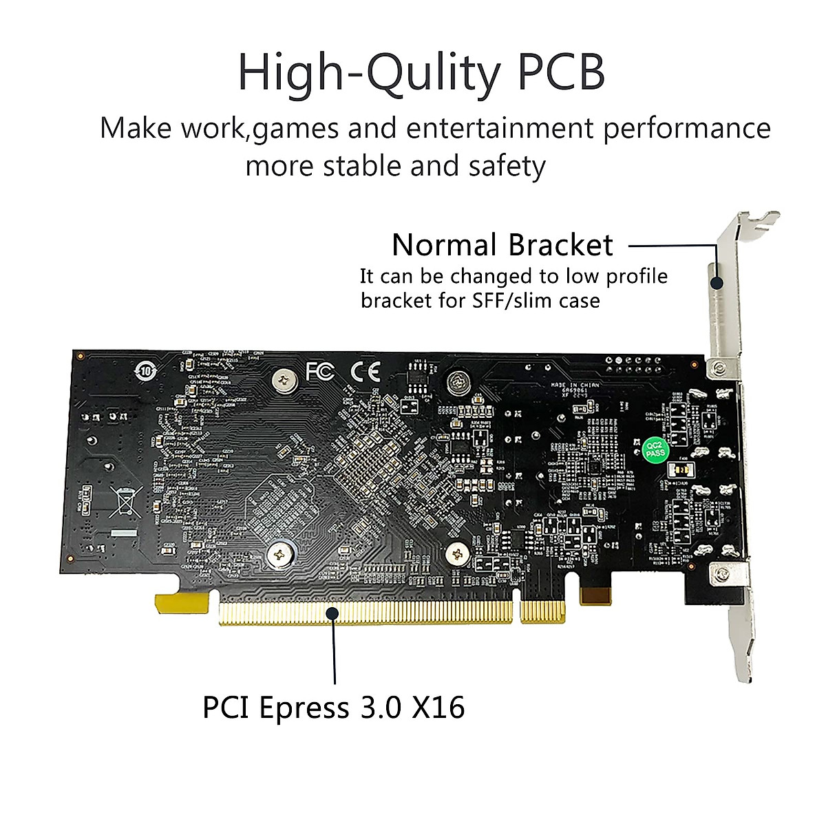 QTHREE Radeon HD 7750 Graphics Card,2GB,GDDR5,128 Bit,2X DisplayPort,Video Card for PC Gaming,Computer GPU,PCI Express x16,Low Profile
