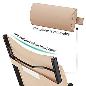 GYUTEI Outdoor Folding Lounge Chair 2 Sets Reclining Adjustable Lightweight Chaise Lounge Chair with 7 Position Adjustable Backrest for Beach,Swimming Poolside,Patio(Khaki)