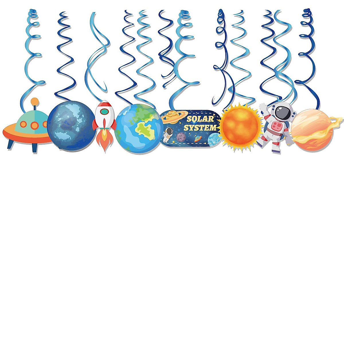 Kristin Paradise 30Ct Space Hanging Swirl Decorations, Galaxy Party Supplies, Outer Space Birthday Theme Decor for Boy Girl Baby Shower, Astronaut 1st Bday Favors Idea