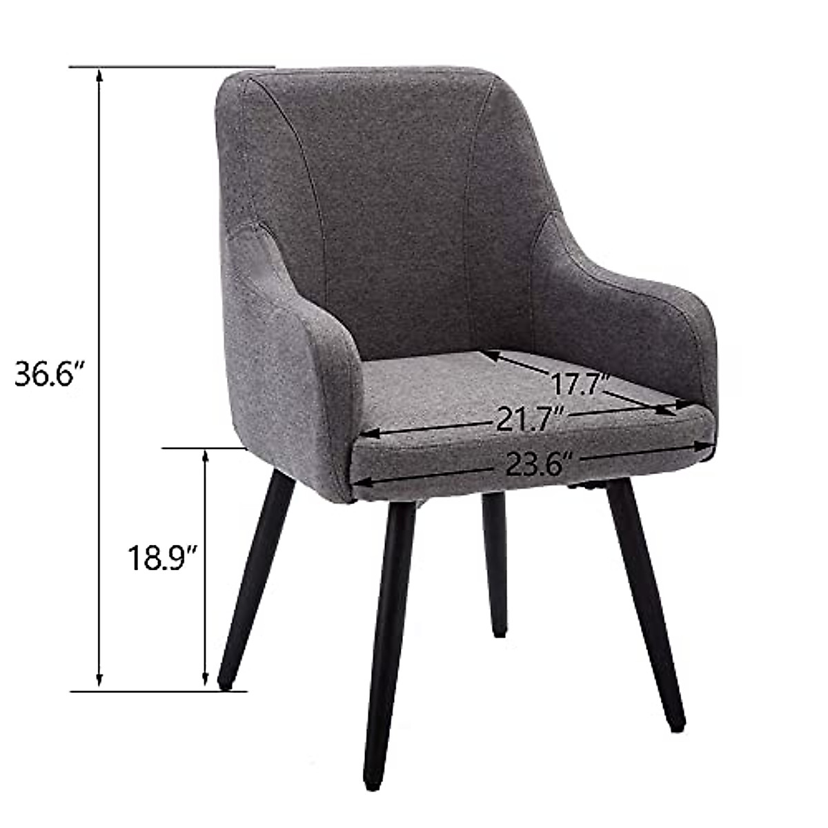 Yongchuang Swivel Dining Chairs Set of 2 Upholstered Living Room Chairs Office Desk Arm Chair Modern Accent Chair Gray