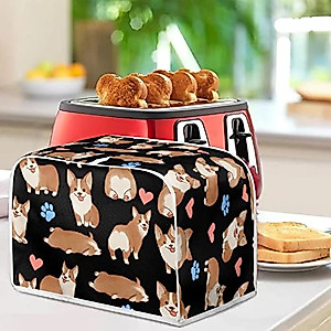 Yuuxorilu Corgi Toaster 2 Slice Wide Slot Dust-Proof Bread Machine Covers Oven Dust Covers Small Bread Maker Cover for Kitchen Appliance Covers
