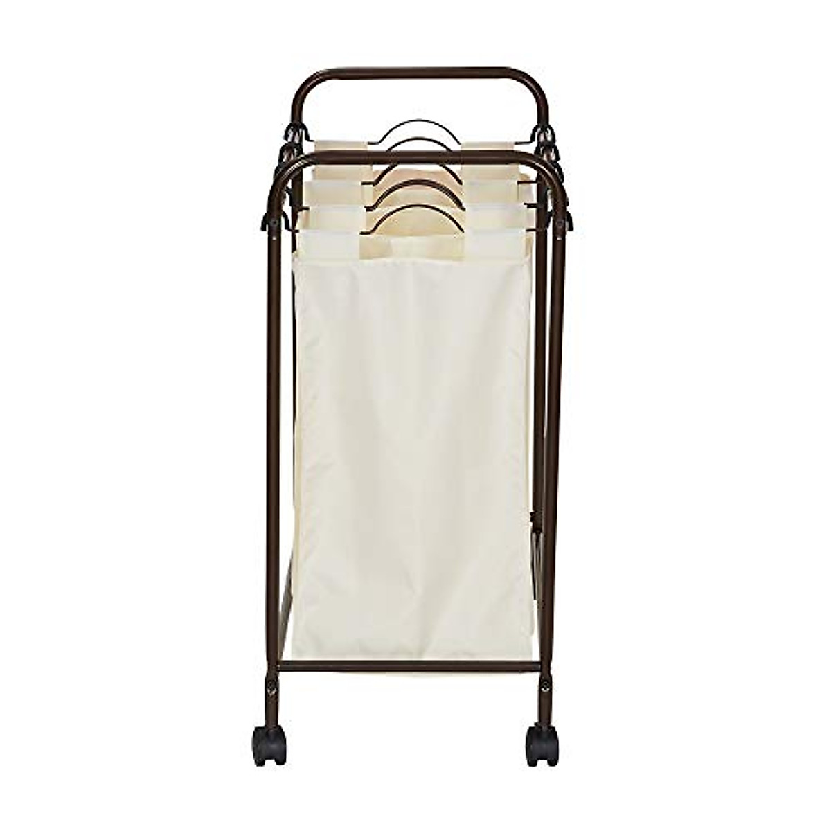 Household Essentials 7173 Rolling Quad Laundry Sorter with Removable Hamper Bags | Antique Bronze Frame