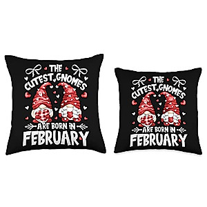 Cute Birthday Gnome Gifts For Gardener Legends Valentines Day Birthday Gnomes for Women Born in February Throw Pillow, 16x16, Multicolor